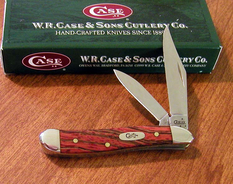 CASE ORANGE CURLY ZEBRA WOOD KNIVES