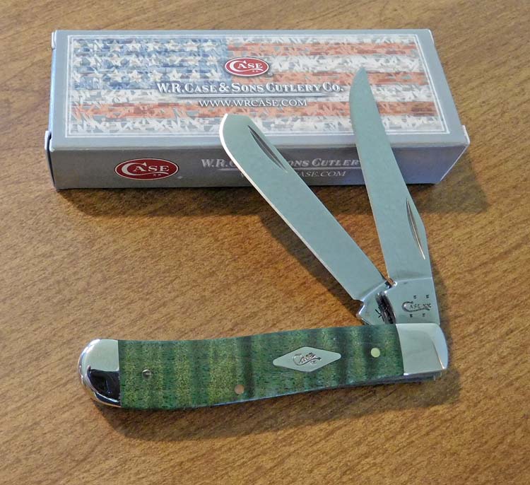 CASE GREEN CURLY MAPLE KNIVES